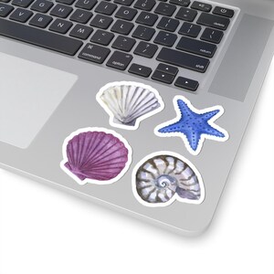 Seashell Stickers Sheet, Ocean Stickers, Beachwatercolor Stickers, Sea ...