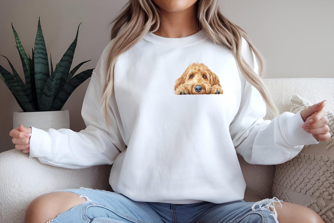 Goldendoodle Sweatshirt, Peeking Dog Sweater, Funny Dog Lover Gift ...