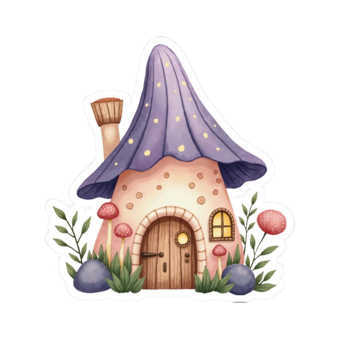 Mushroom House Sticker, Cute Cottagecore Decal, Fantasy Stickers ...