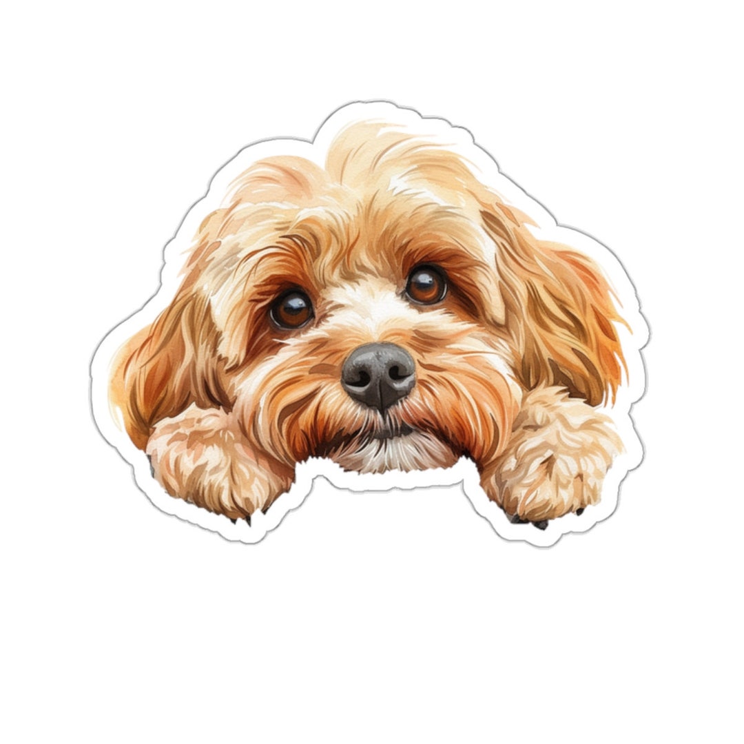 Cockapoo Sticker, Peeking Dog Waterproof Vinyl Sticker for Laptop Water ...
