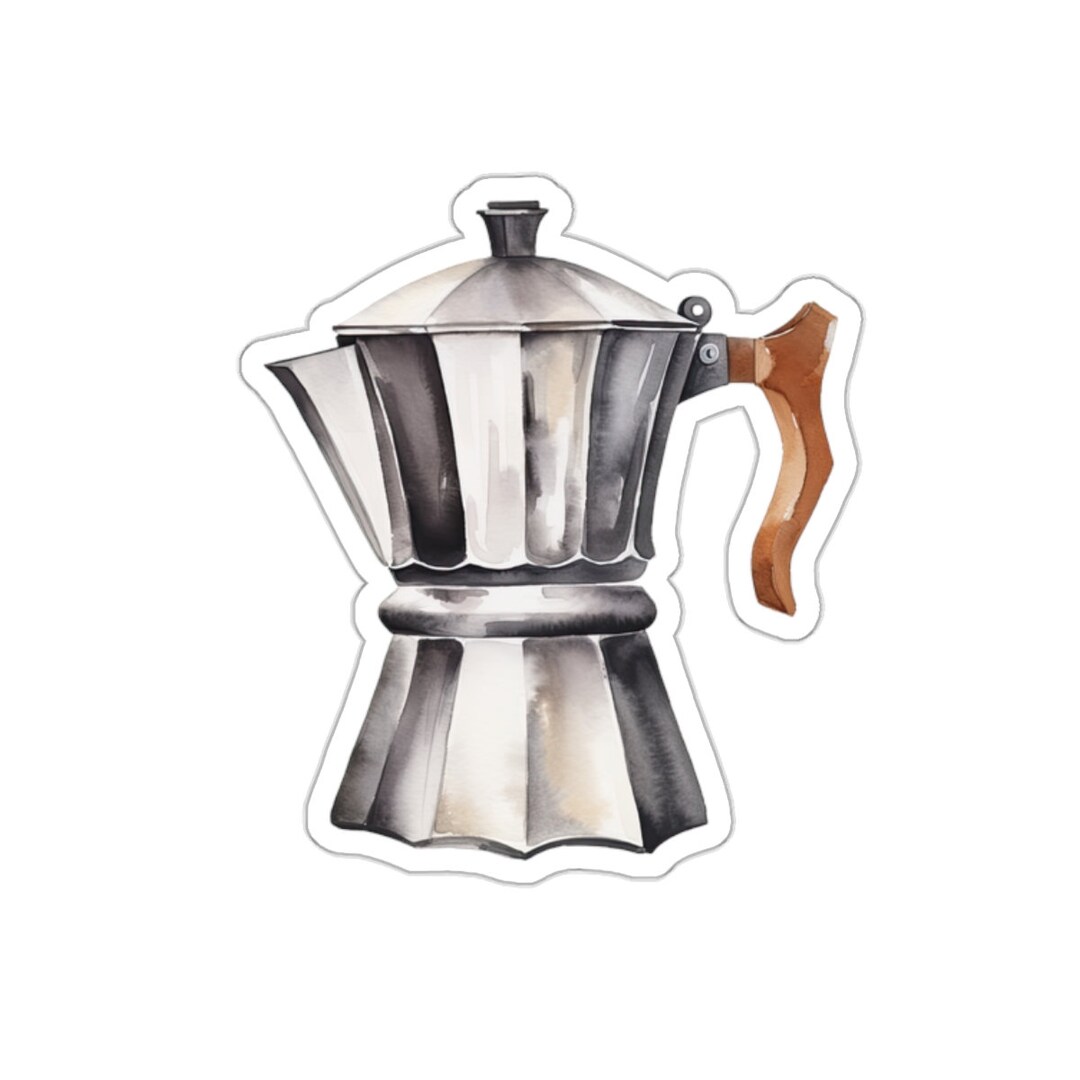 Moka Pot Coffee Sticker, Retro Espresso Maker Decal – Waterproof Vinyl ...