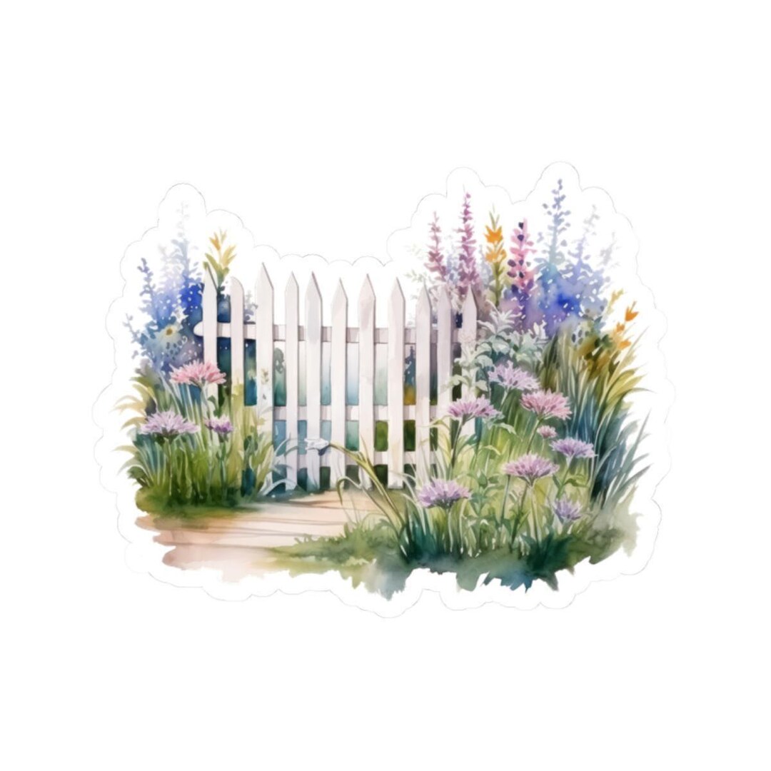Watercolor Garden Stickers, Floral Fence Decal, Gardening Gifts for Her ...