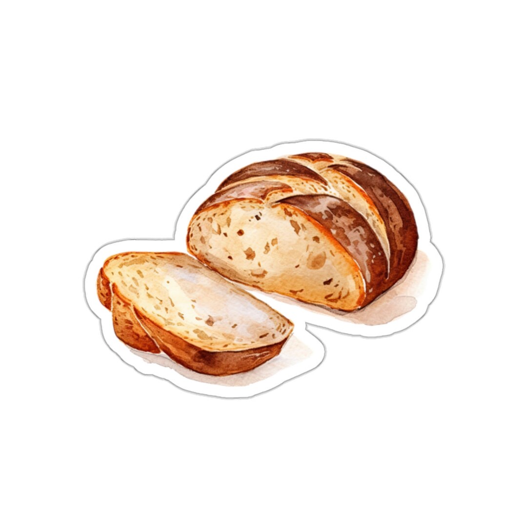 Watercolor Bread Loaf Sticker, Food Art Vinyl Decal - Waterproof ...
