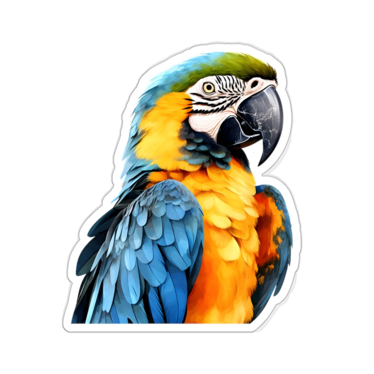 Colorful Macaw Sticker, Blue Yellow Tropical Bird Decal – Waterproof ...