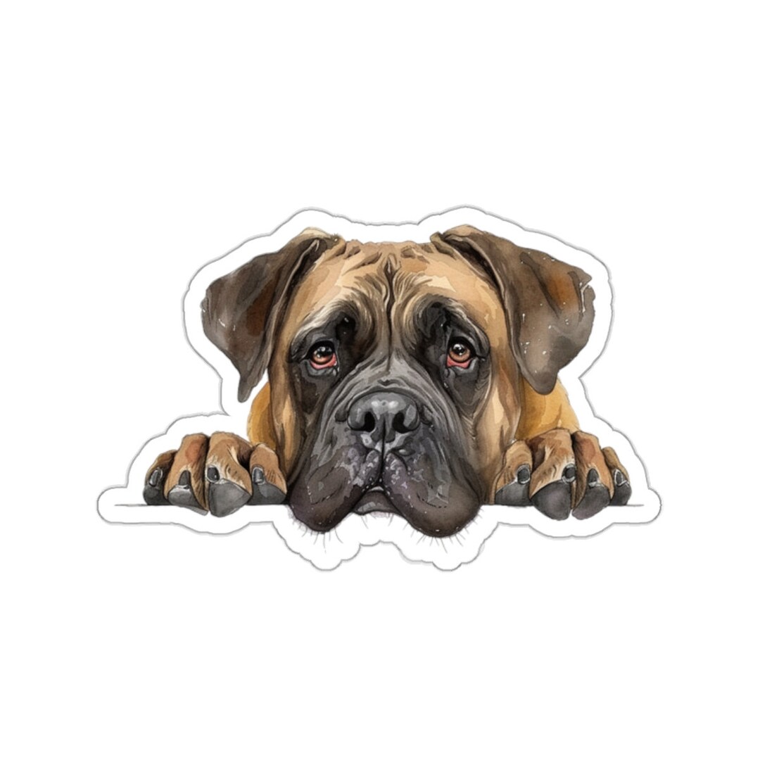 English Mastiff Sticker, Peeking Dog Waterproof Vinyl Sticker for ...