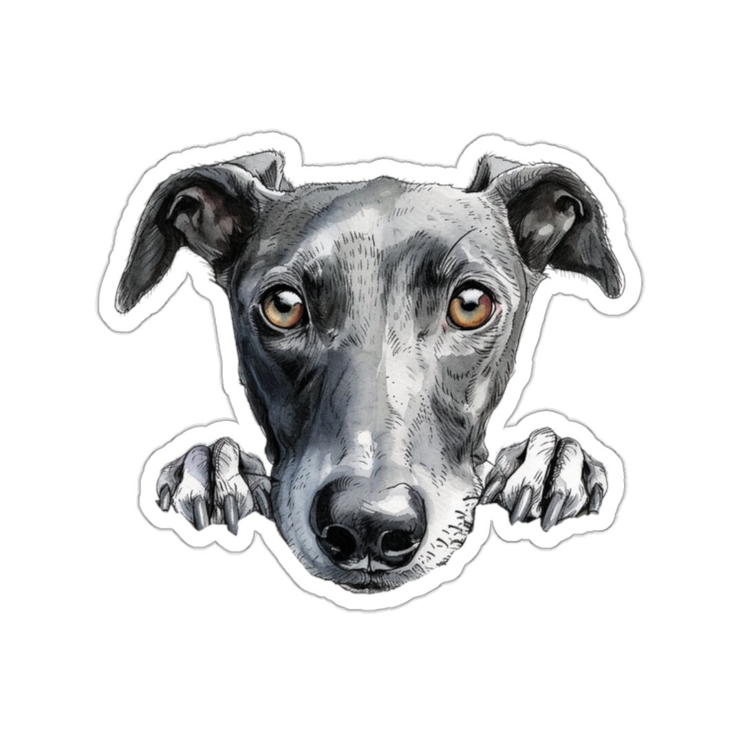 Greyhound Dog Sticker, Peeking Dog Waterproof Vinyl Sticker for Laptop ...