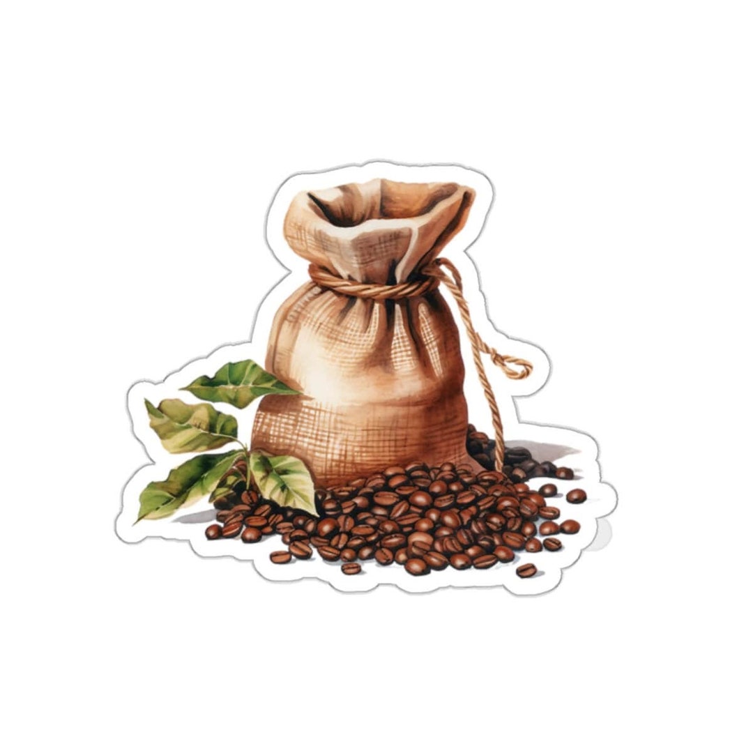 Coffee Sack Stickers, Coffee Beans Sticker, Waterproof Vinyl Decal ...