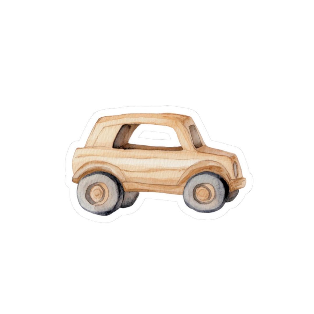 Wood Car Sticker, Watercolor Art, Kids Room Decor, Funny Car Stickers ...