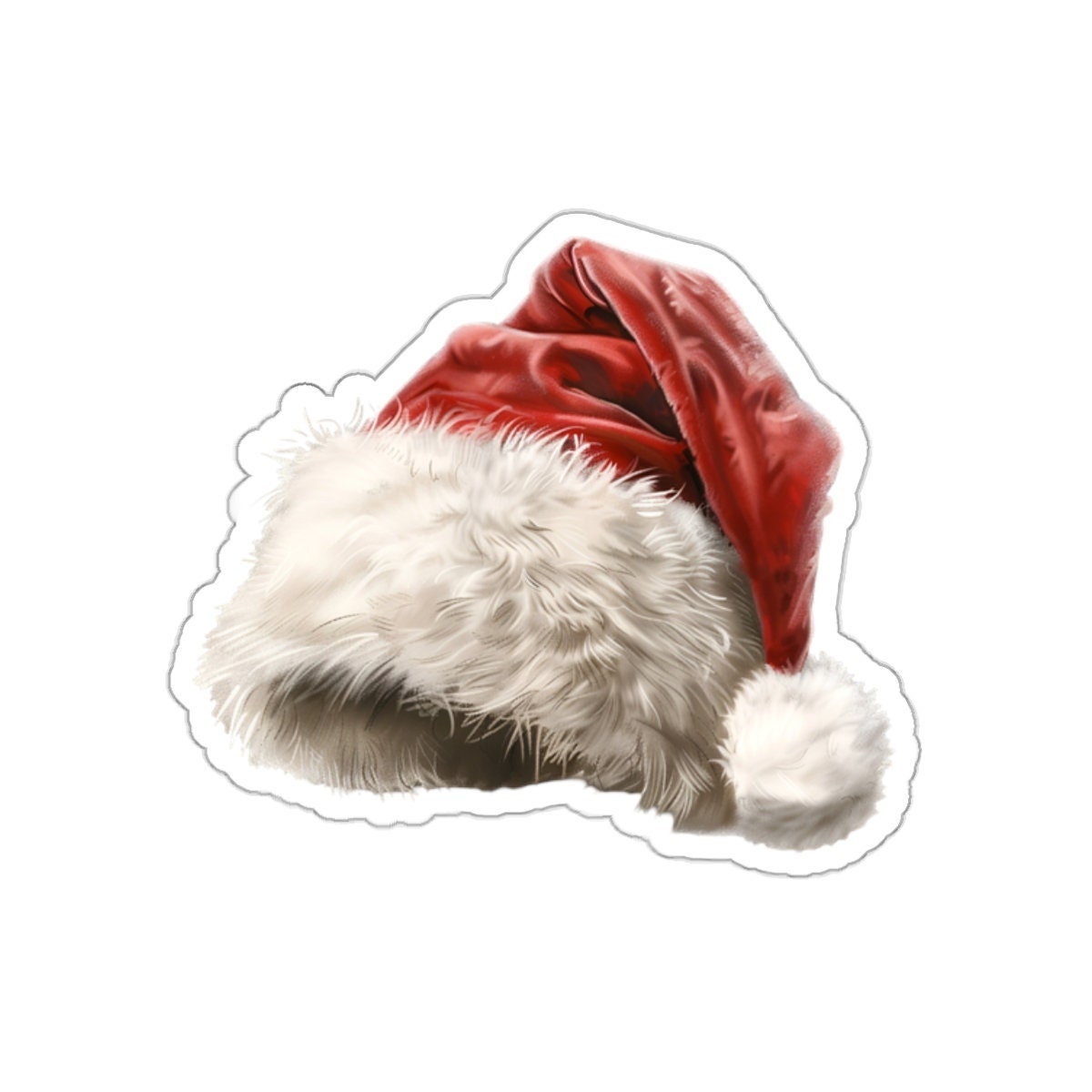 Santa Hat Sticker, Christmas Vinyl Decal, Holiday Decoration, Cute ...