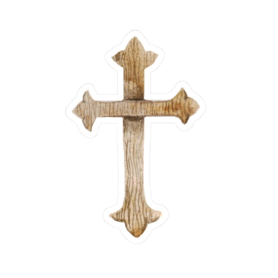 Rustic Cross Vinyl Sticker, Country Style Wooden Cross Sticker ...