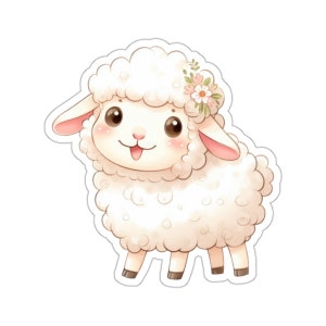Cute Sheep Sticker, Kawaii Lamb Waterproof Vinyl Sticker for Laptop ...