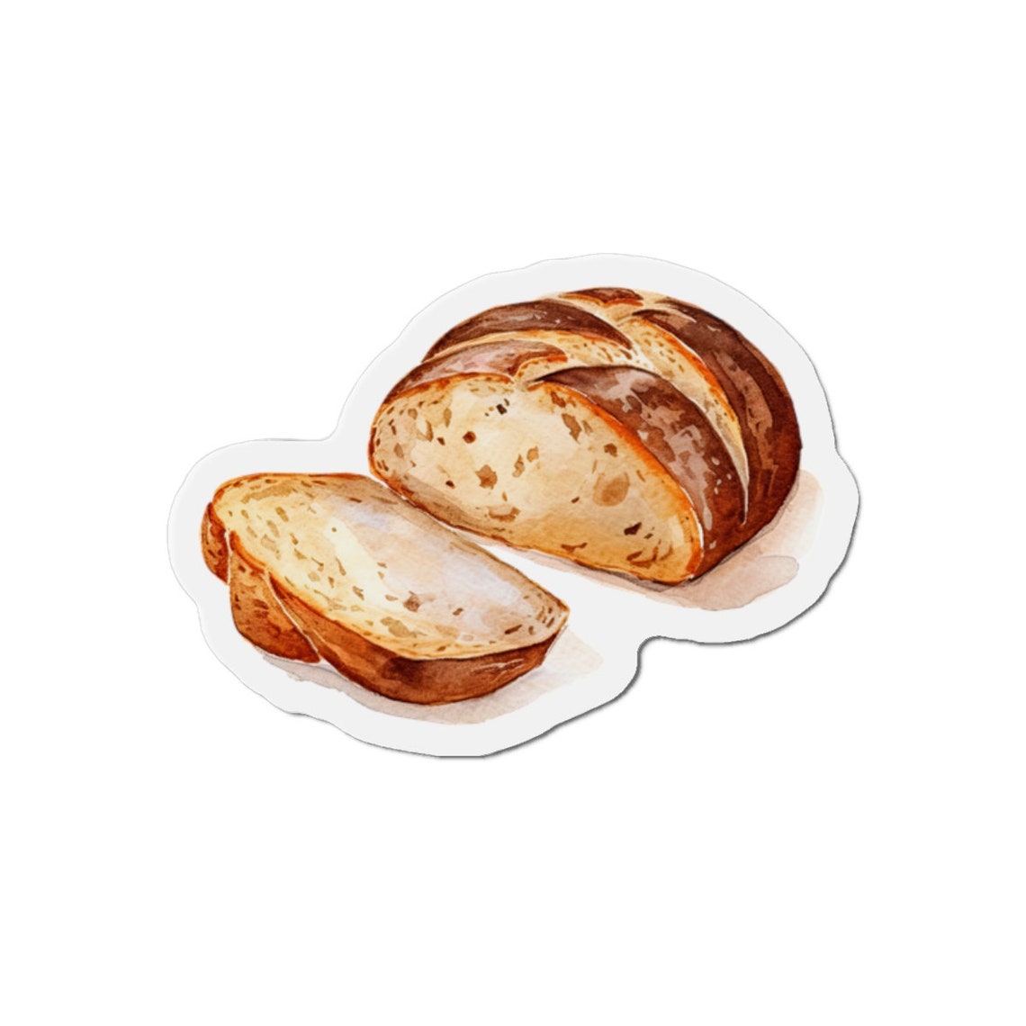 Watercolor Bread Loaf Magnet, Kitchen Decor, Fridge Magnets, Foodie ...