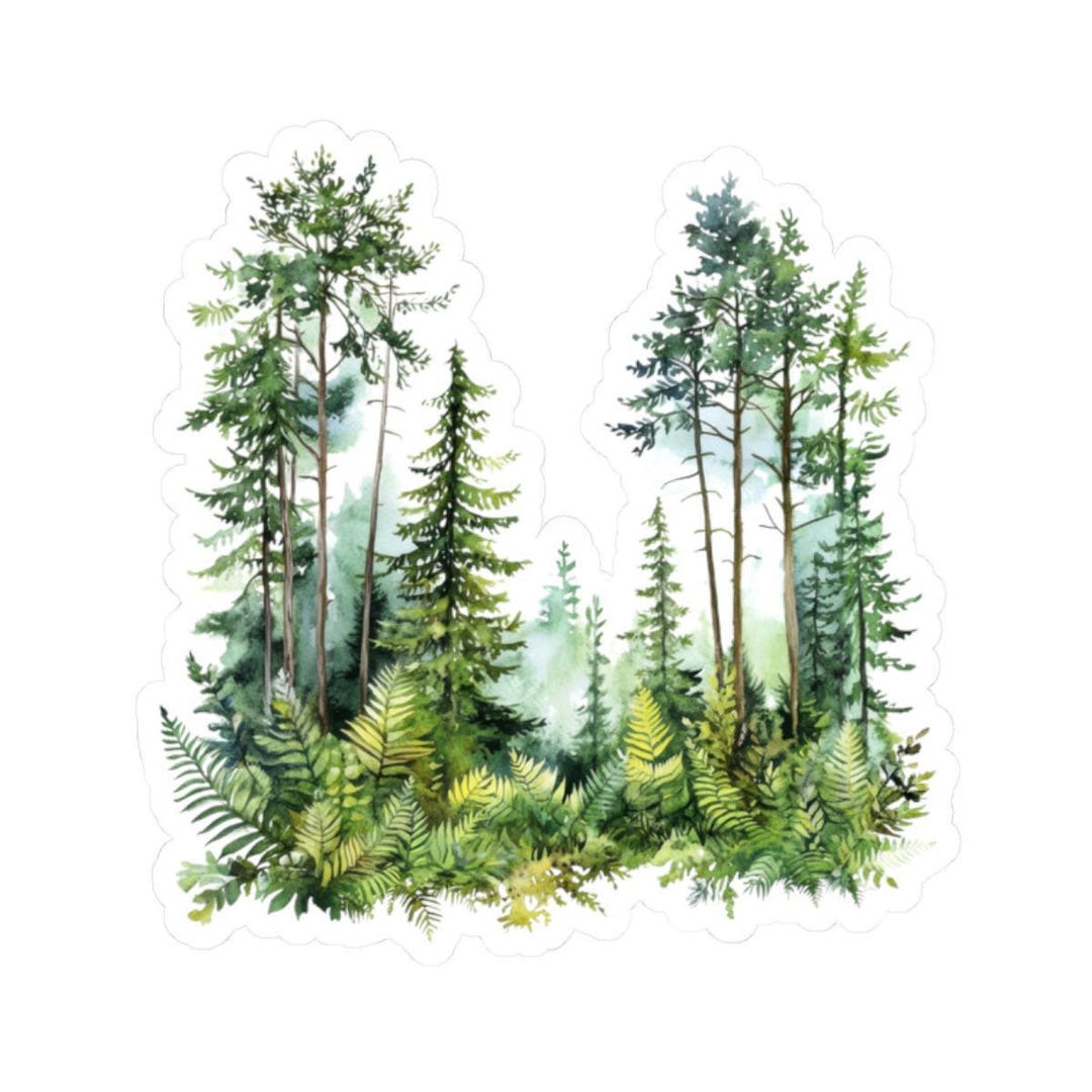 Watercolor Forest Stickers, Nature Stickers, Aesthetic Stickers, Gift ...