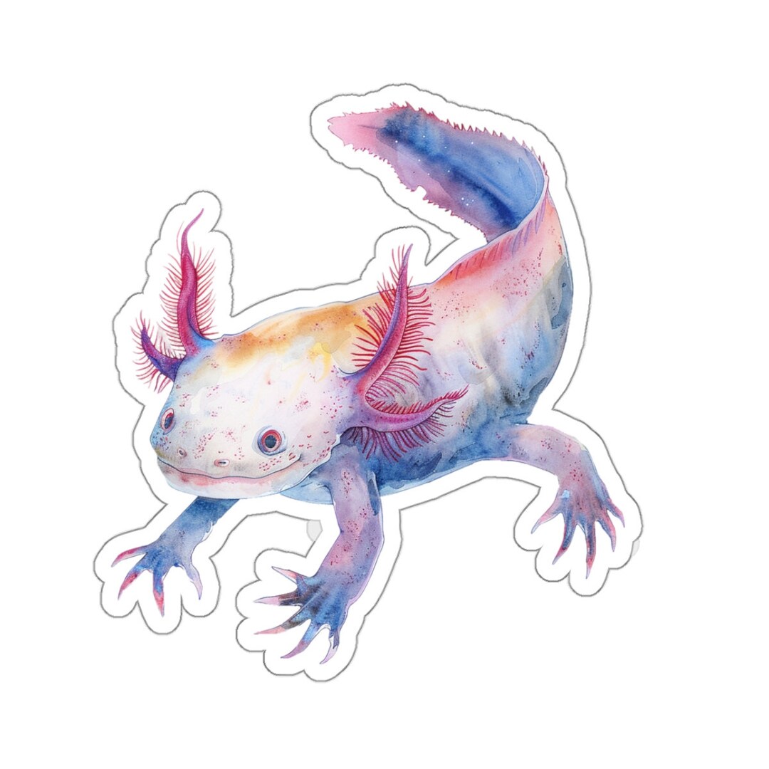 Watercolor Axolotl Sticker, Waterproof Vinyl Sticker for Laptop Water ...
