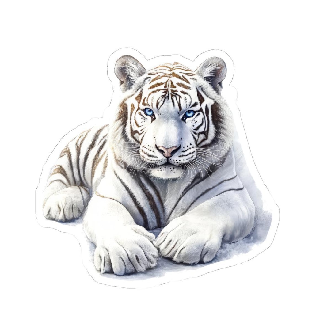 White Tiger Stickers, Bengal Tiger Decal, Animal Stickers, Laptop ...