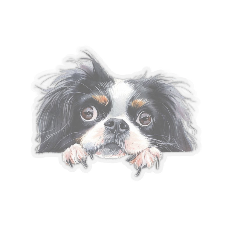Japanese Chin Sticker, Peeking Dog Waterproof Vinyl Sticker for Laptop ...