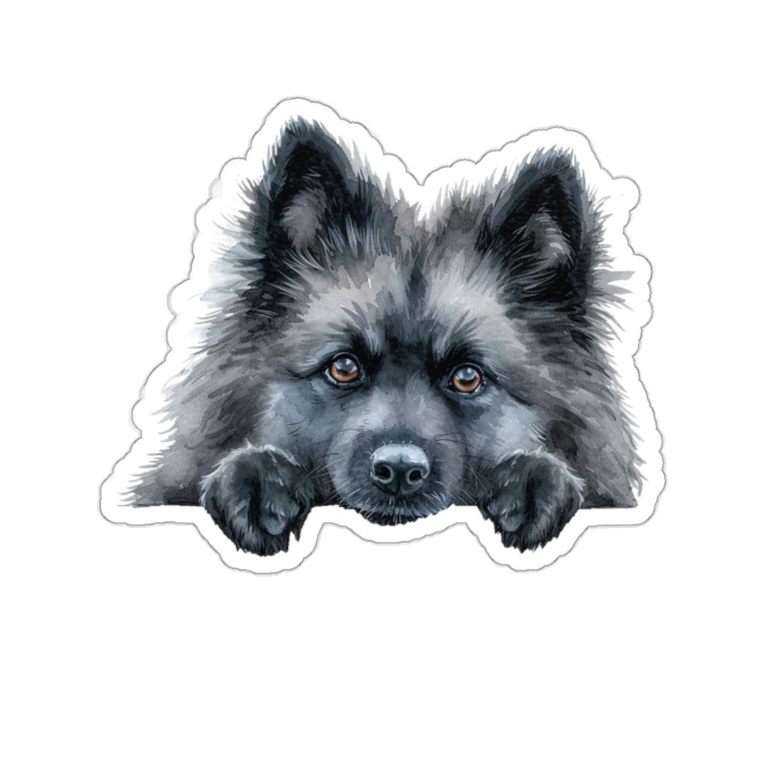 Keeshond Sticker, Peeking Dog Waterproof Vinyl Sticker for Laptop Water ...