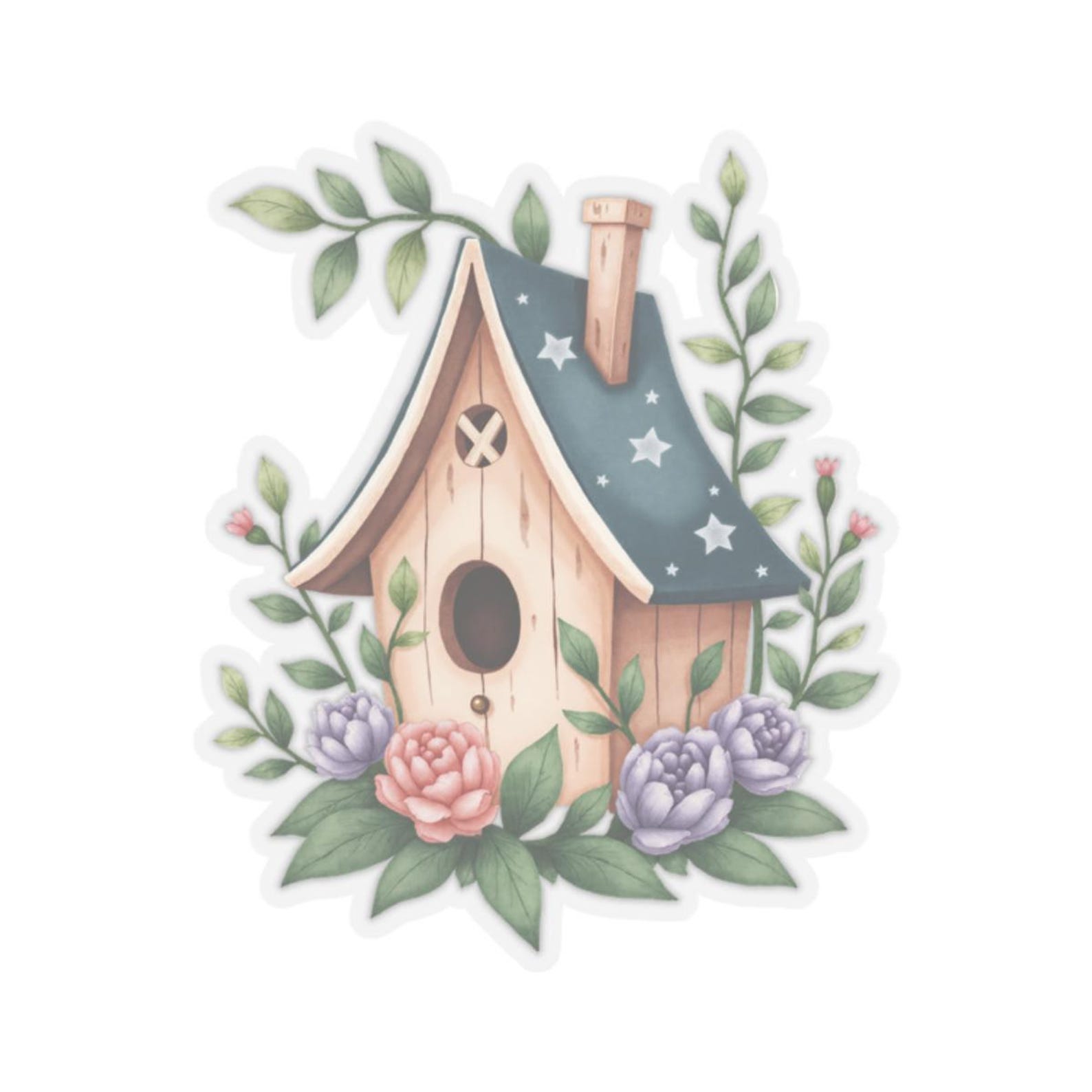 Birdhouse Stickers, Watercolor Decals, Floral Stickers, Cottagecore ...