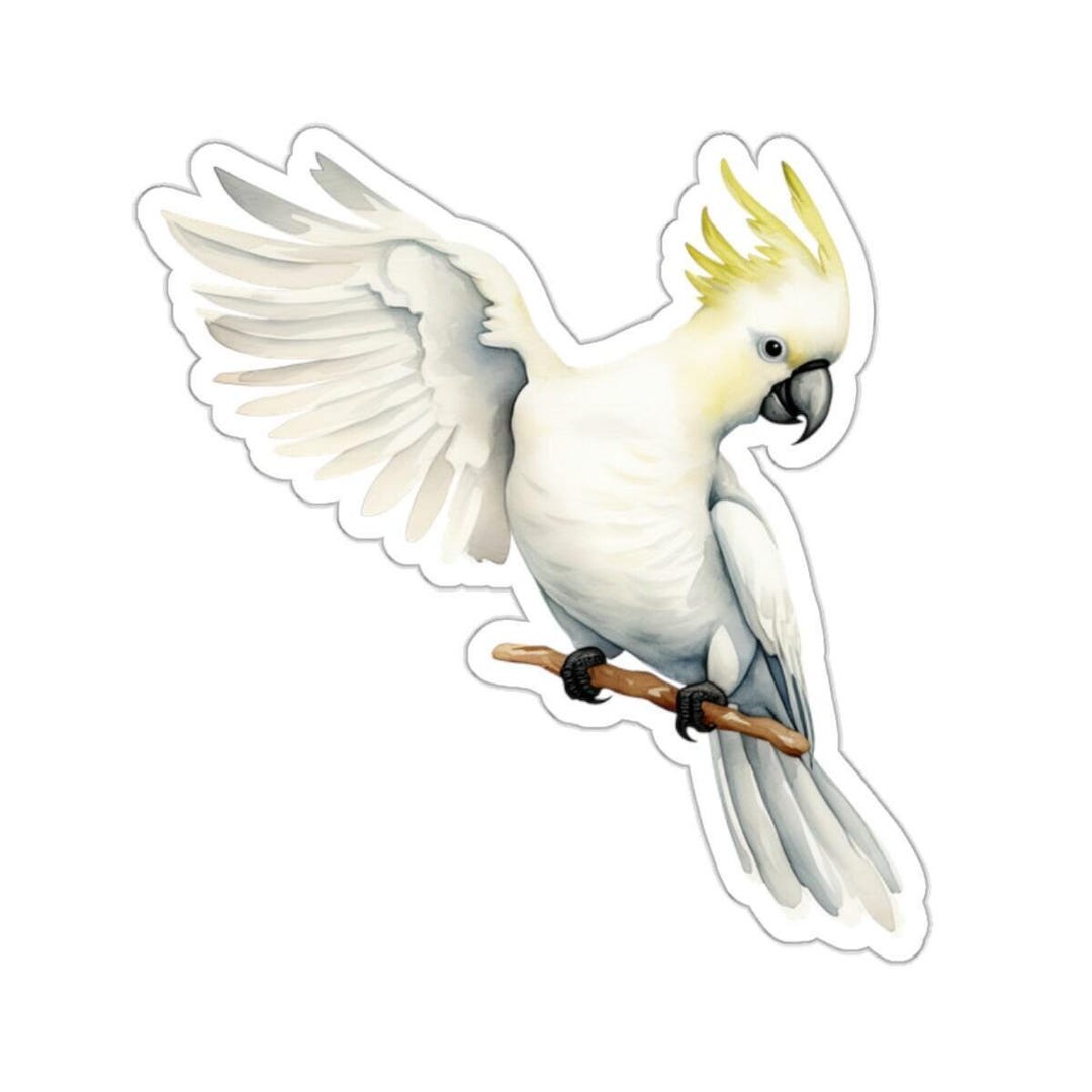 Cockatoo Stickers, Watercolor Bird Decals, Exotic Pet Stickers, Gift ...