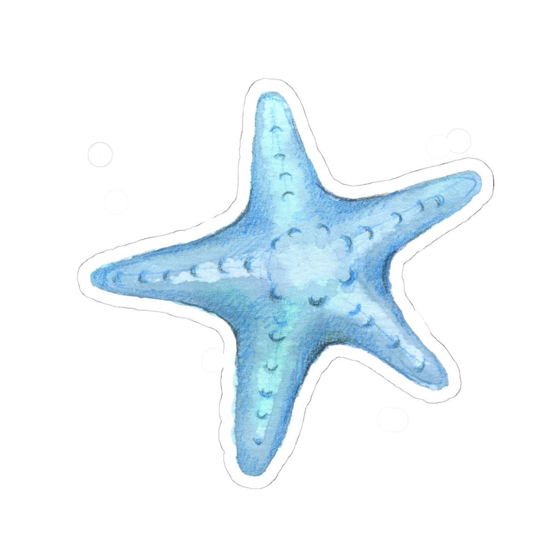 Blue Starfish Sticker, Watercolor Art Decal, Ocean Lover Gift, Cute ...
