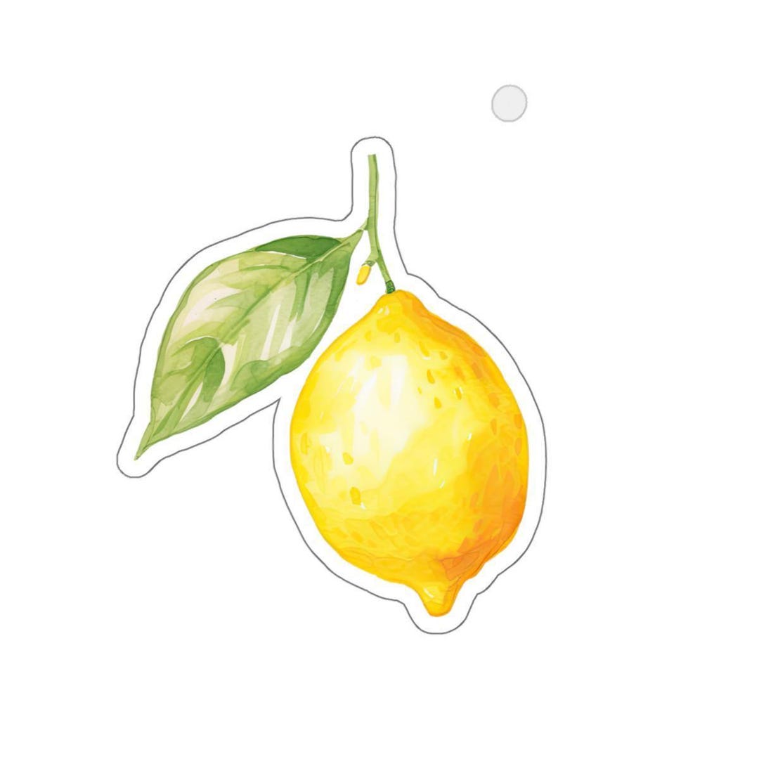 Lemon Vinyl Sticker Decal, Cute Lemon Stickers, Watercolor Fruit Decal ...