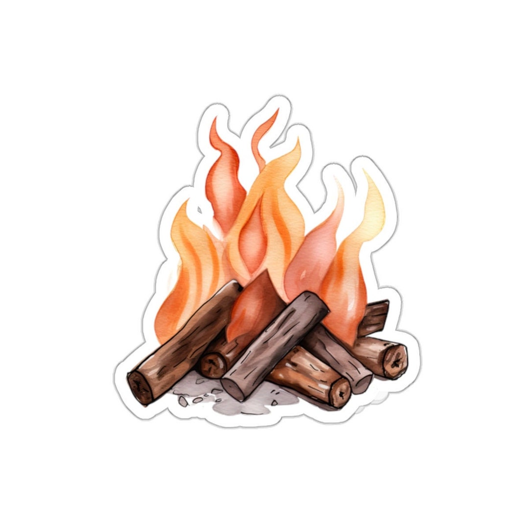 Campfire Vinyl Sticker, Cute Cozy Fire Decal, Firepit Laptop Sticker ...
