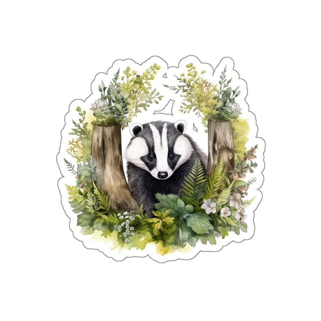 Cute Badger Vinyl Sticker, Forest Animal Sticker, Waterproof and Eco ...