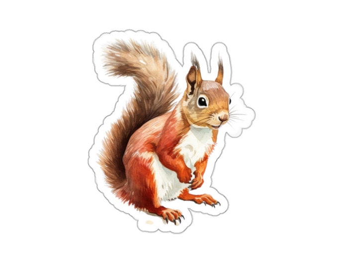 Red Squirrel Sticker, Watercolor Woodland Animal Decal – Waterproof ...