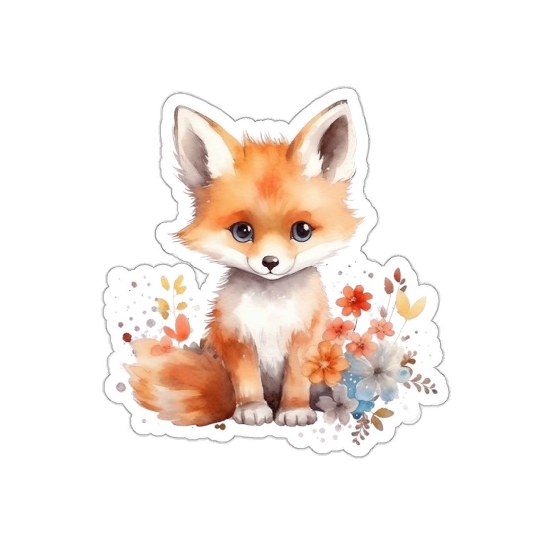 Cute Baby Fox Sticker | Adorable Waterproof Vinyl Animal Decal for ...