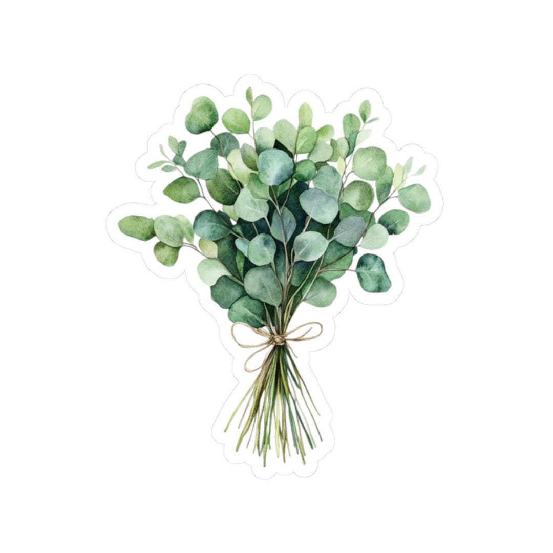 Green Eucalyptus Sticker, Cute Laptop Decal, Waterproof Vinyl Sticker ...