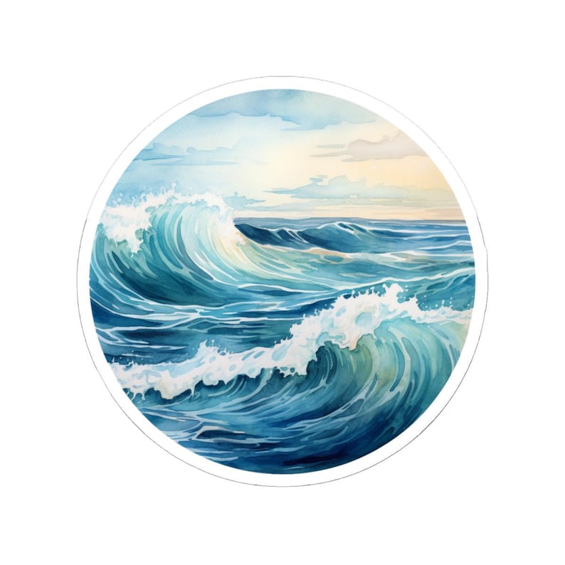 Watercolor Ocean Waves Sticker, Coastal Stickers, Beach Lover Gift ...