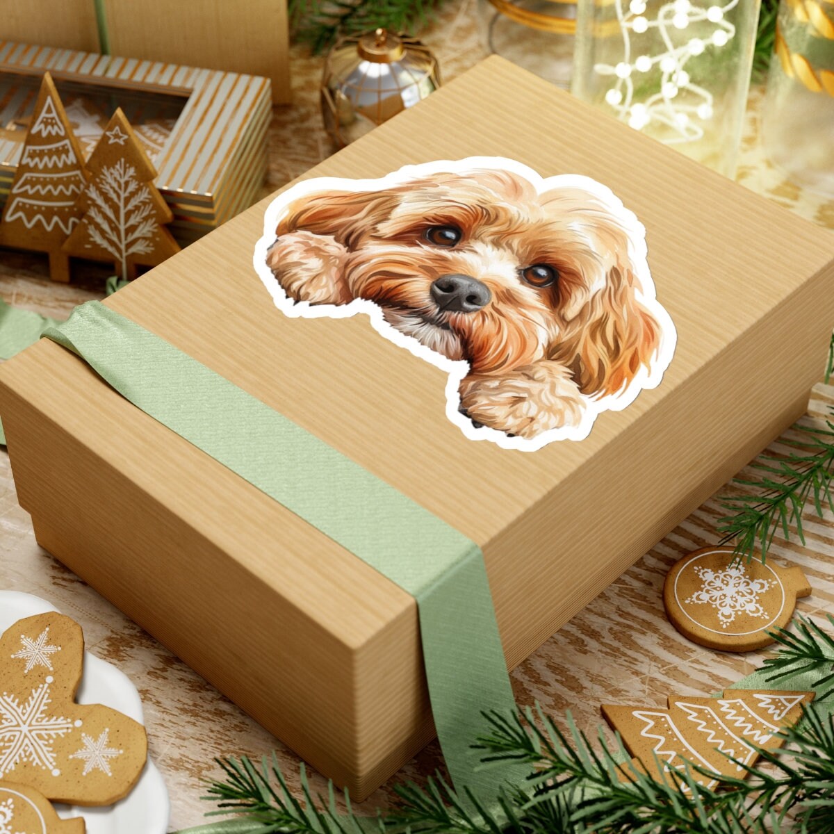 Cockapoo Sticker, Peeking Dog Waterproof Vinyl Sticker for Laptop Water ...