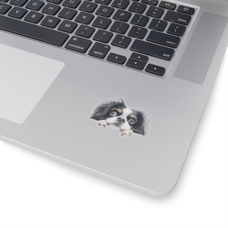 Japanese Chin Sticker, Peeking Dog Waterproof Vinyl Sticker for Laptop ...