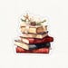 Vintage Books Watercolor Sticker, Christmas Book Stack Sticker, Holiday ...