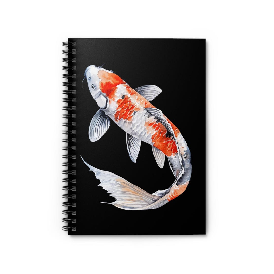 Watercolor Koi Fish Spiral Notebook, Japanese Style Journal, Artistic ...