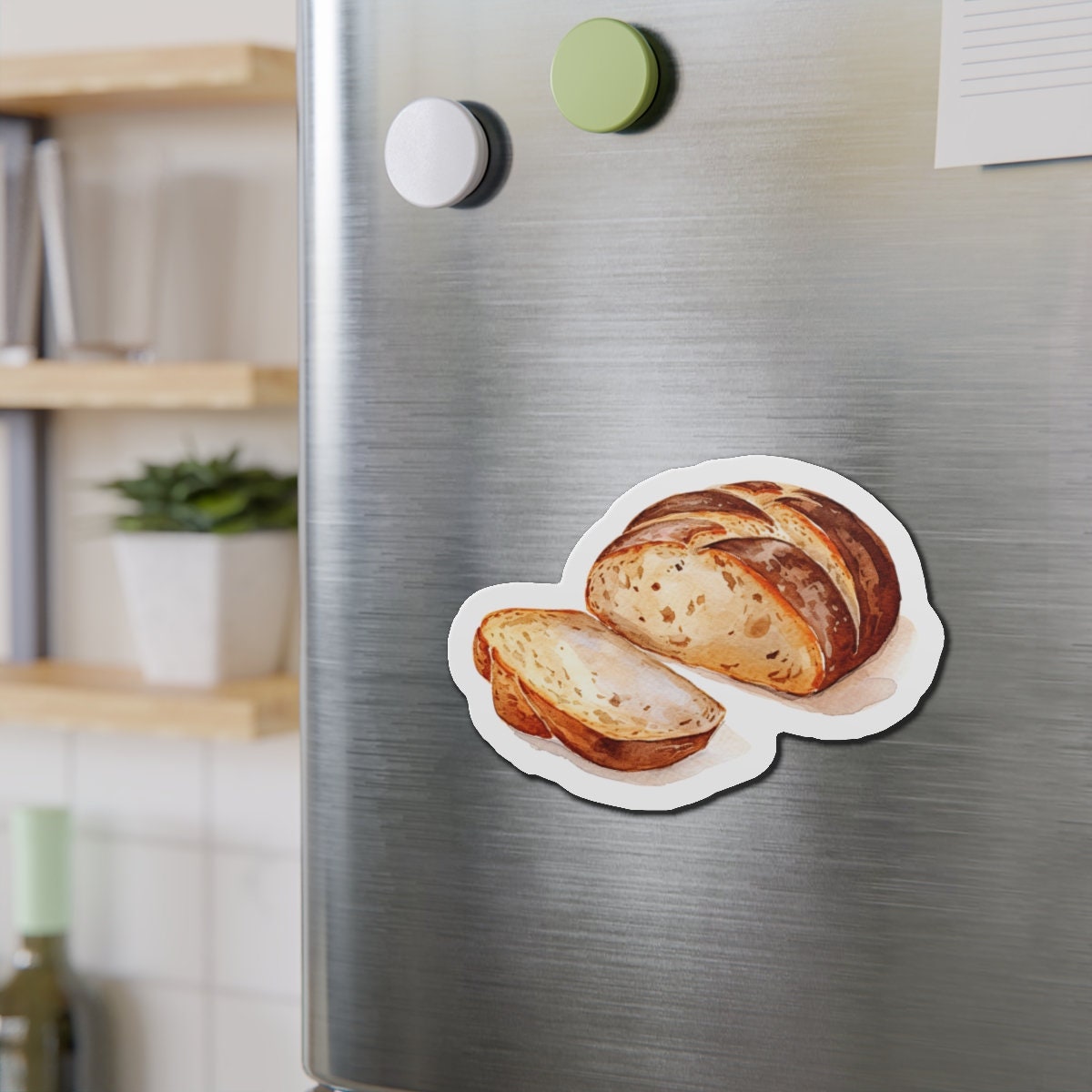Watercolor Bread Loaf Magnet, Kitchen Decor, Fridge Magnets, Foodie ...