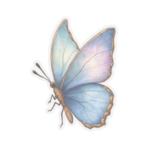 Blue Butterfly Sticker, Watercolor Stickers, Laptop Sticker, Cute ...