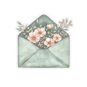 Floral Envelope Sticker, Watercolor Flower Sticker, Spring Floral Decal ...