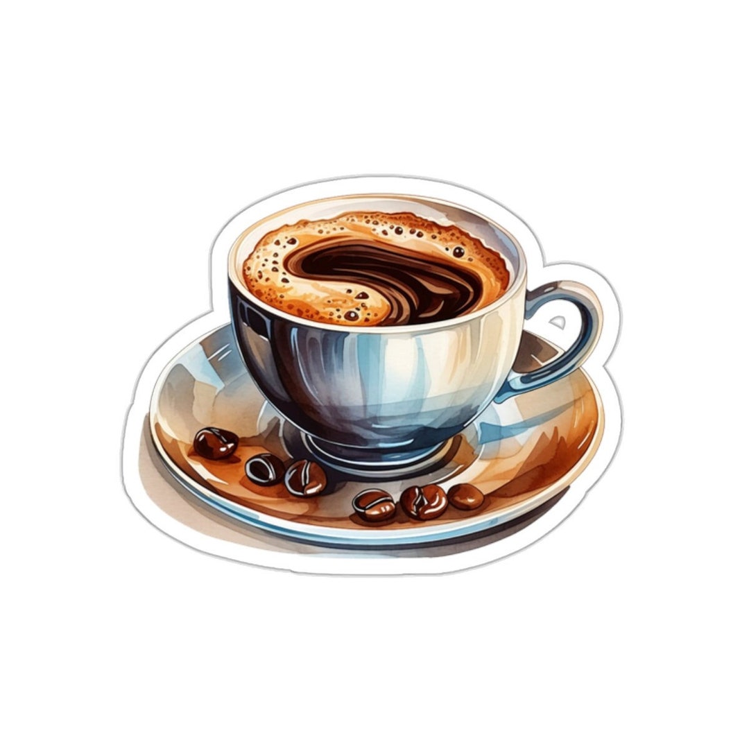 Coffee Cup Sticker, Coffee Lover Decal, Espresso Stickers, Coffee ...