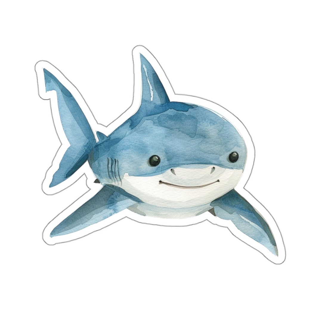 Cute Shark Vinyl Sticker, Waterproof Transparent Decal Laptop Water ...