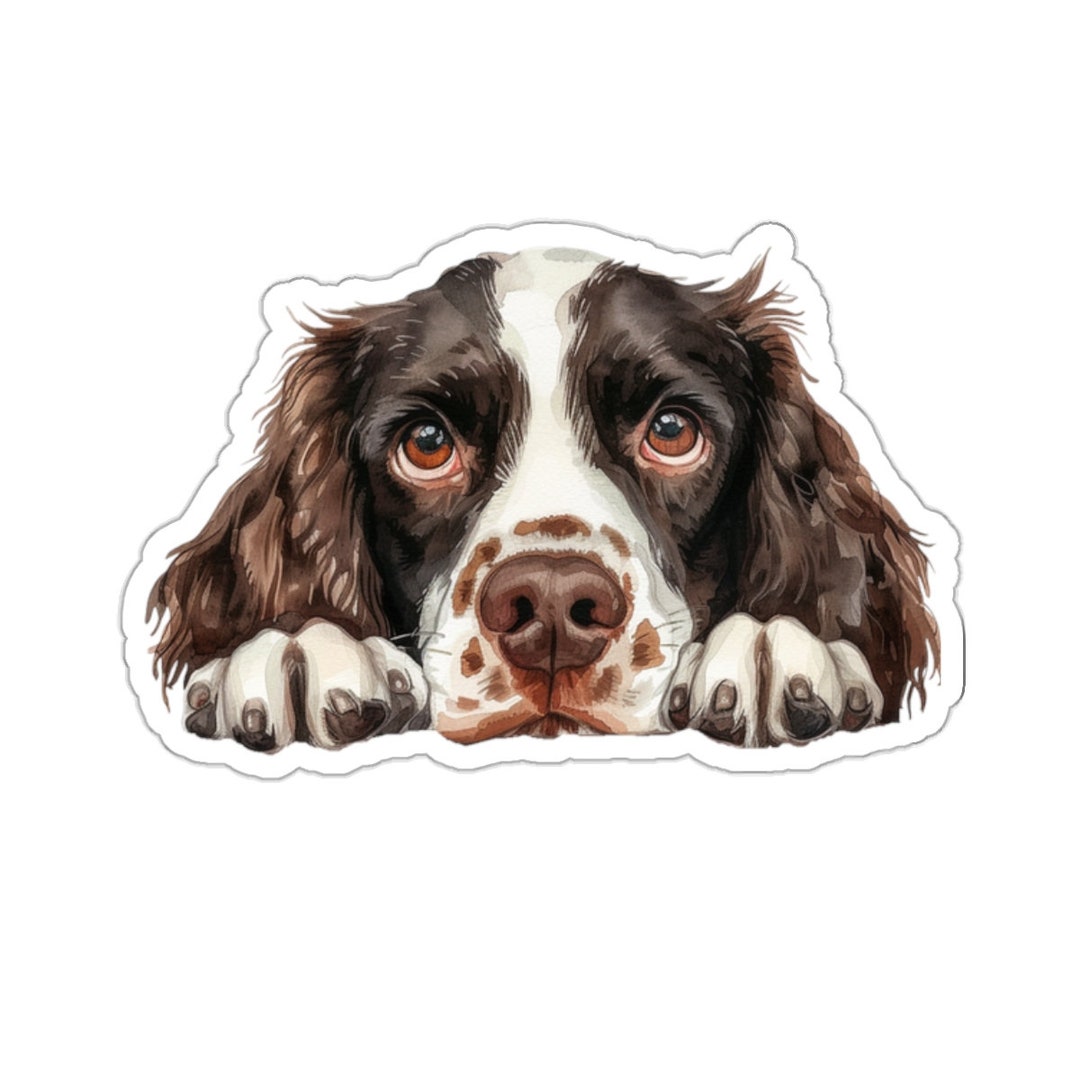 English Springer Spaniel Sticker, Peeking Dog Waterproof Vinyl Sticker ...