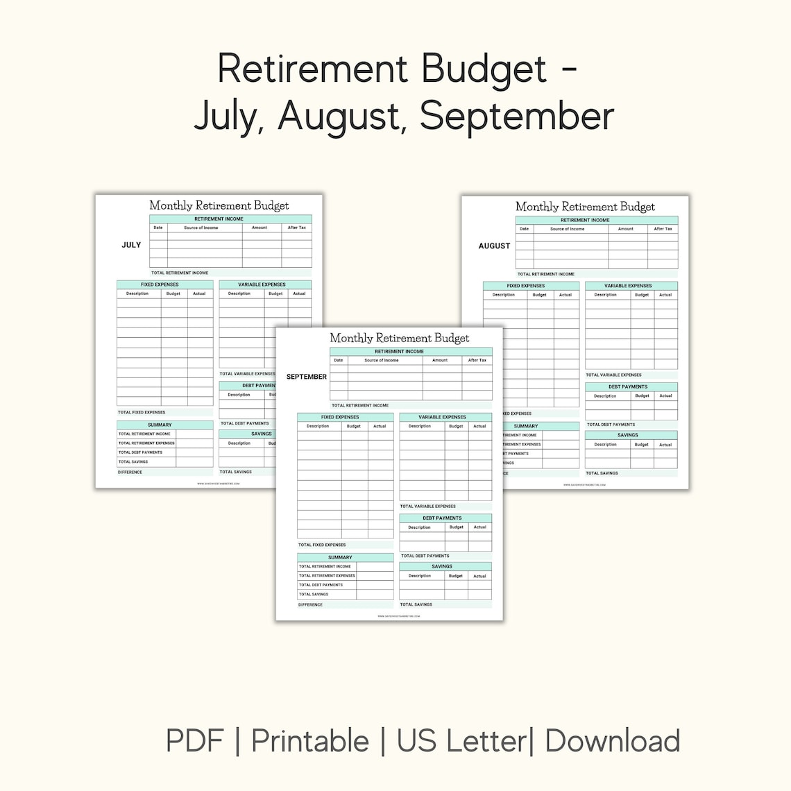 Retirement Budget, Digital Retirement Budget, Retirement Planning ...