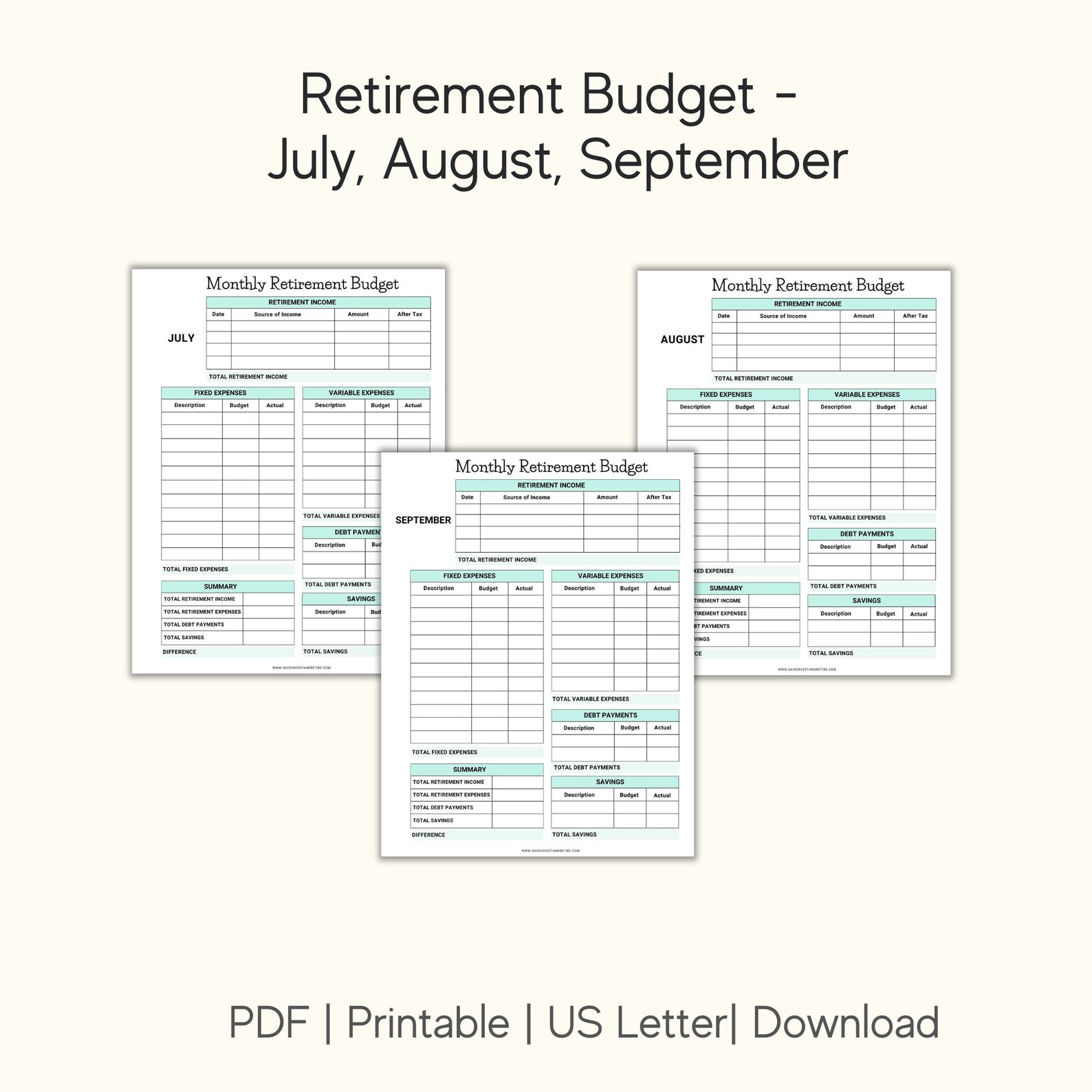 Retirement Budget, Digital Retirement Budget, Retirement Planning ...