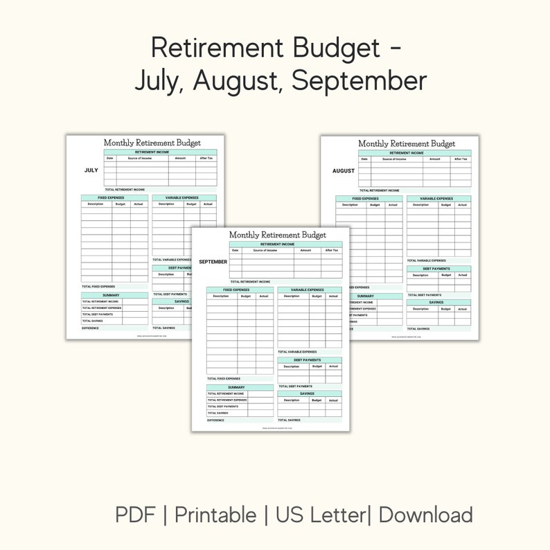 Retirement Budget, Digital Retirement Budget, Retirement Planning ...