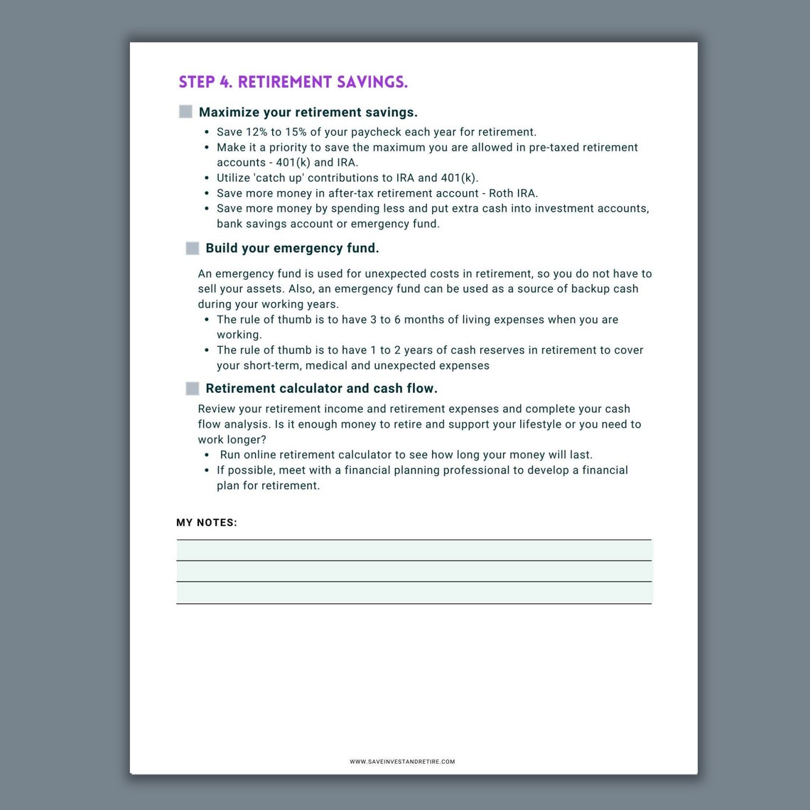 Pre-retirement Checklist, Pre-retirement Guide, Financial Planner ...