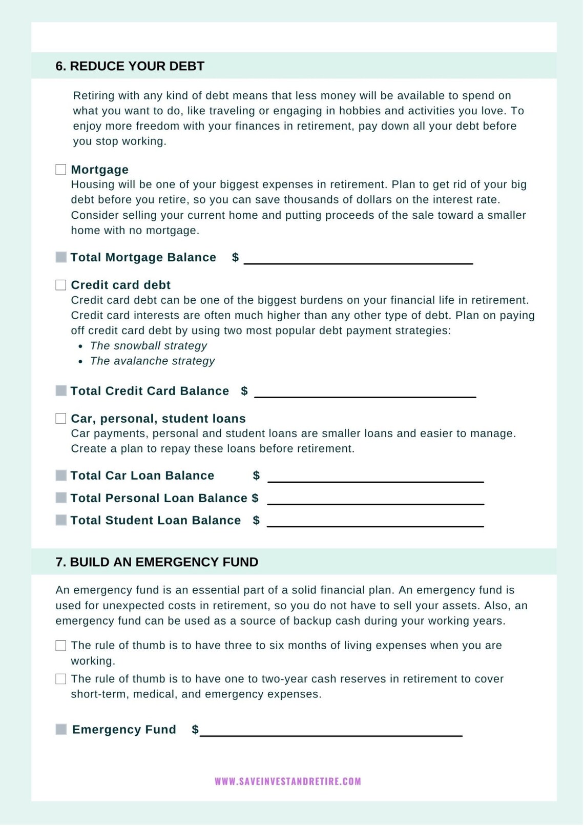 Retirement Planner, Retirement Checklist, Financial Planner Checklist ...