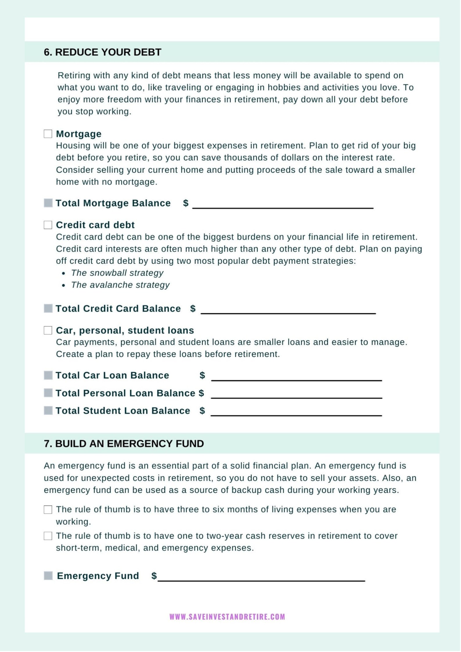 Retirement Planner, Retirement Checklist, Financial Planner Checklist ...