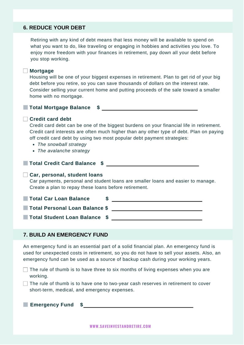 Retirement Planner, Retirement Checklist, Financial Planner Checklist ...