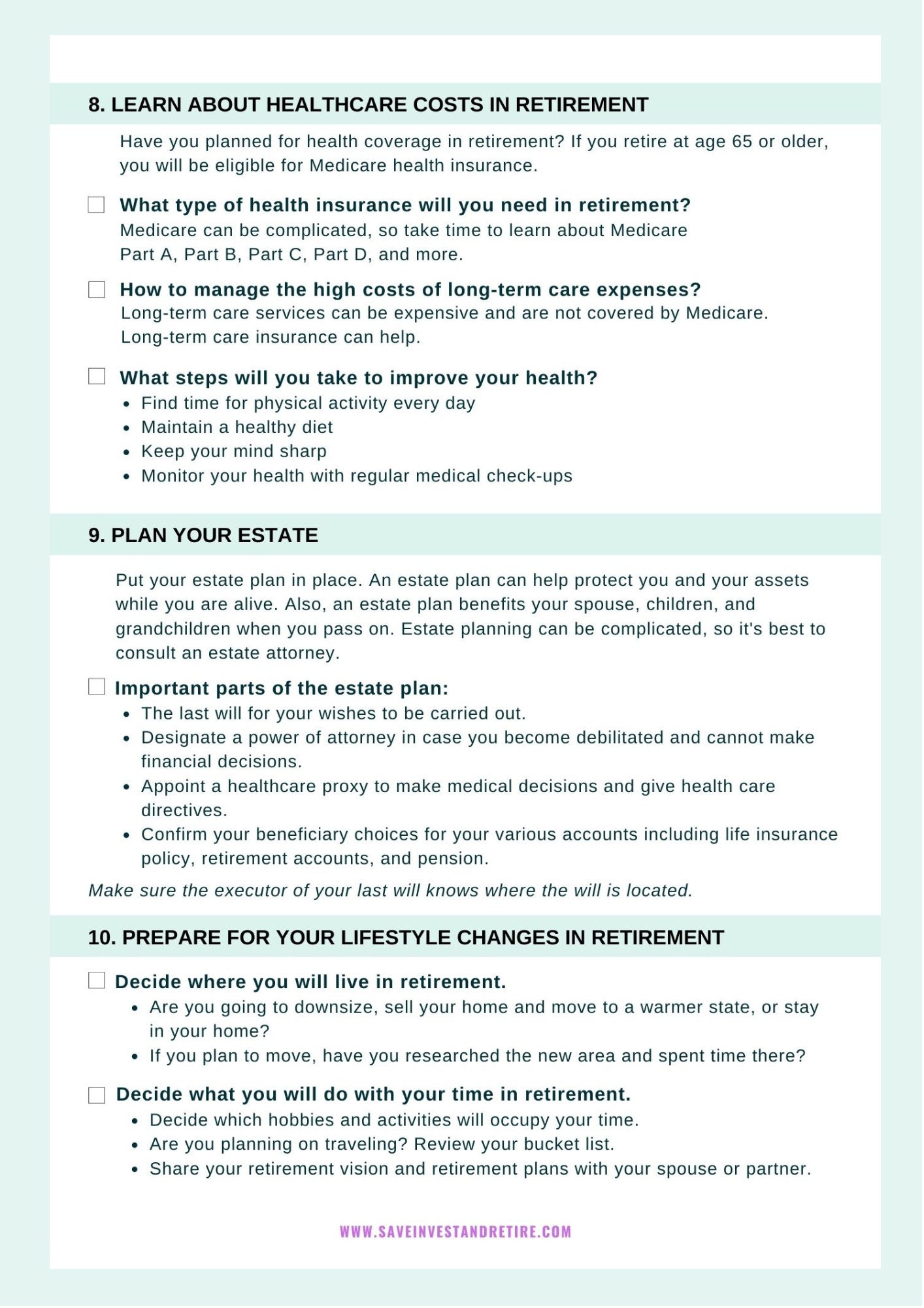 Retirement Planner, Retirement Checklist, Financial Planner Checklist ...