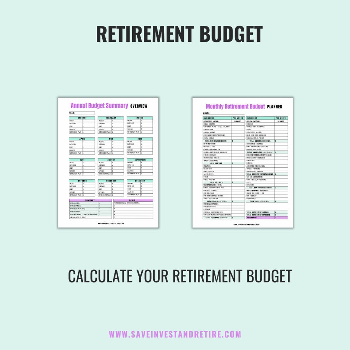 Retirement Planner, Printable Planner, Financial Planner, Retirement ...